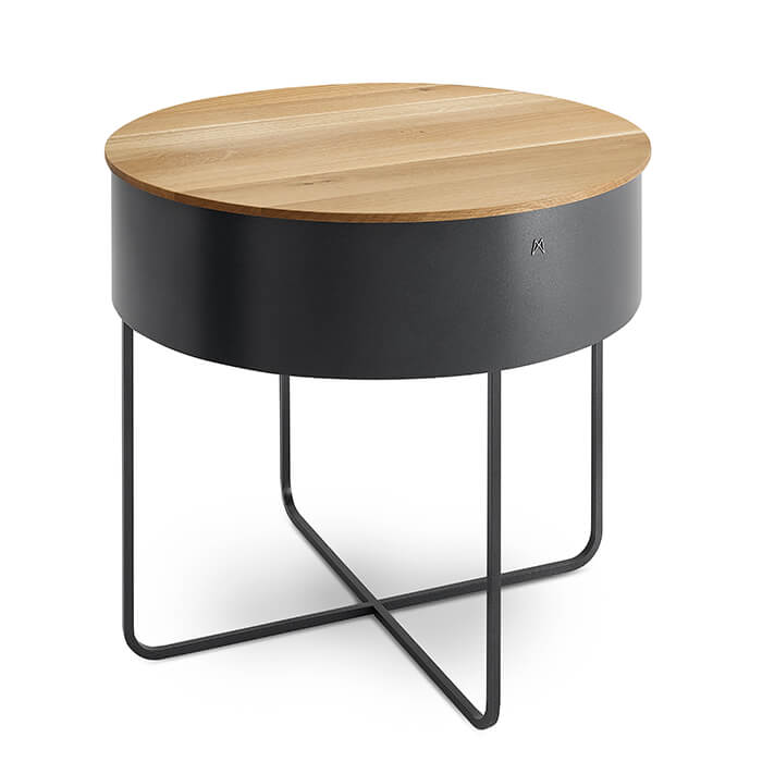 Masuta cafea, noptiera, suport flori, baza metal, lemn masiv, Acan ...